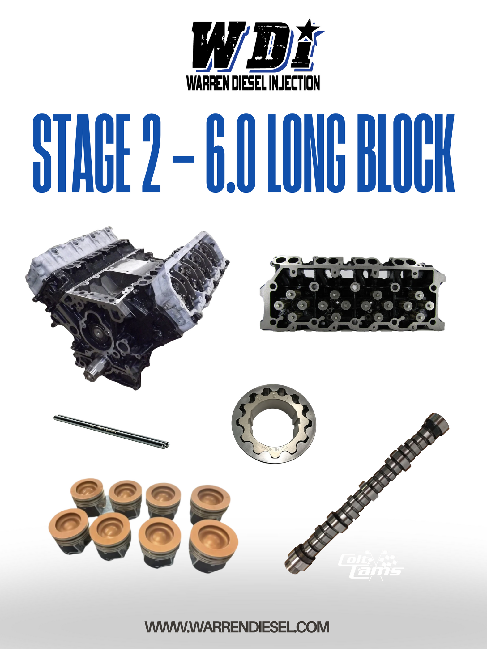 Stage 2 Ford 6.0 Powerstroke Long Block — Warren Diesel Online LLC