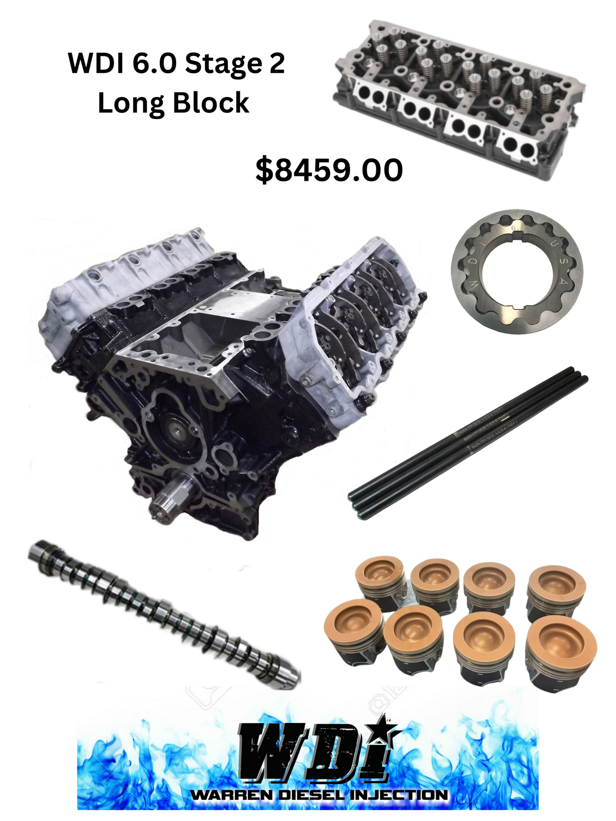 Stage 2 Ford 6.0 Powerstroke Long Block — Warren Diesel Online LLC